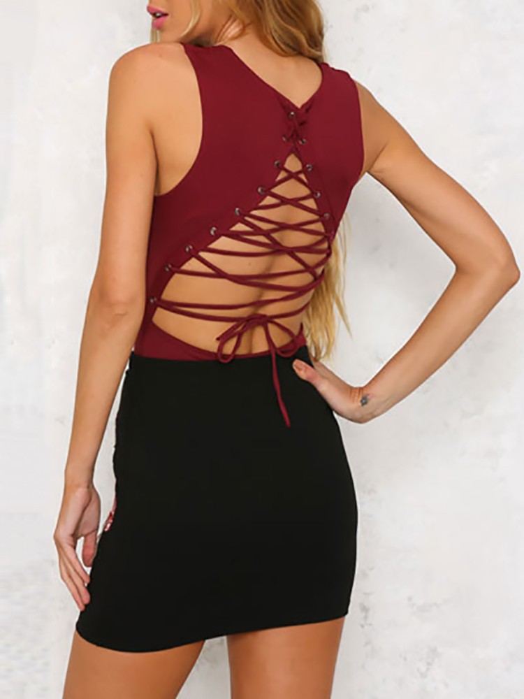 Fashion Back Lace-up Bandage Bodysuit Romper Online. Discover hottest ...