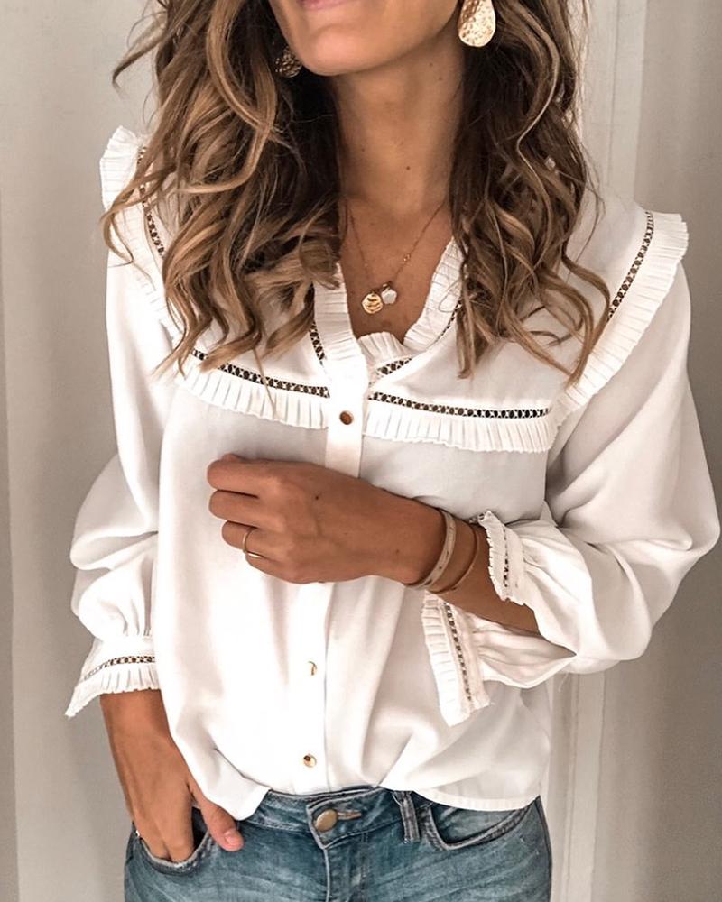 Button-Up Ruffle Blouse Online. Discover hottest trend fashion at ...