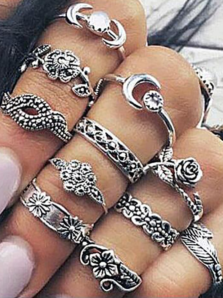 Vintage Women Alloy Carving Rings Set Online. Discover hottest trend ...