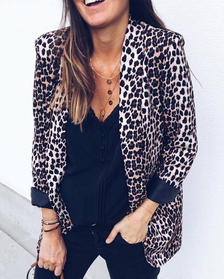 Leopard & Snakeskin Print Open Front Coat