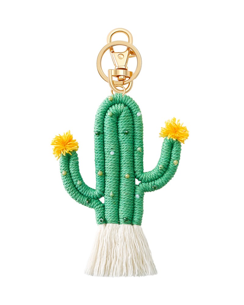 Cactus Shaped Bohemian Tassel Bag Accessories Key Ring