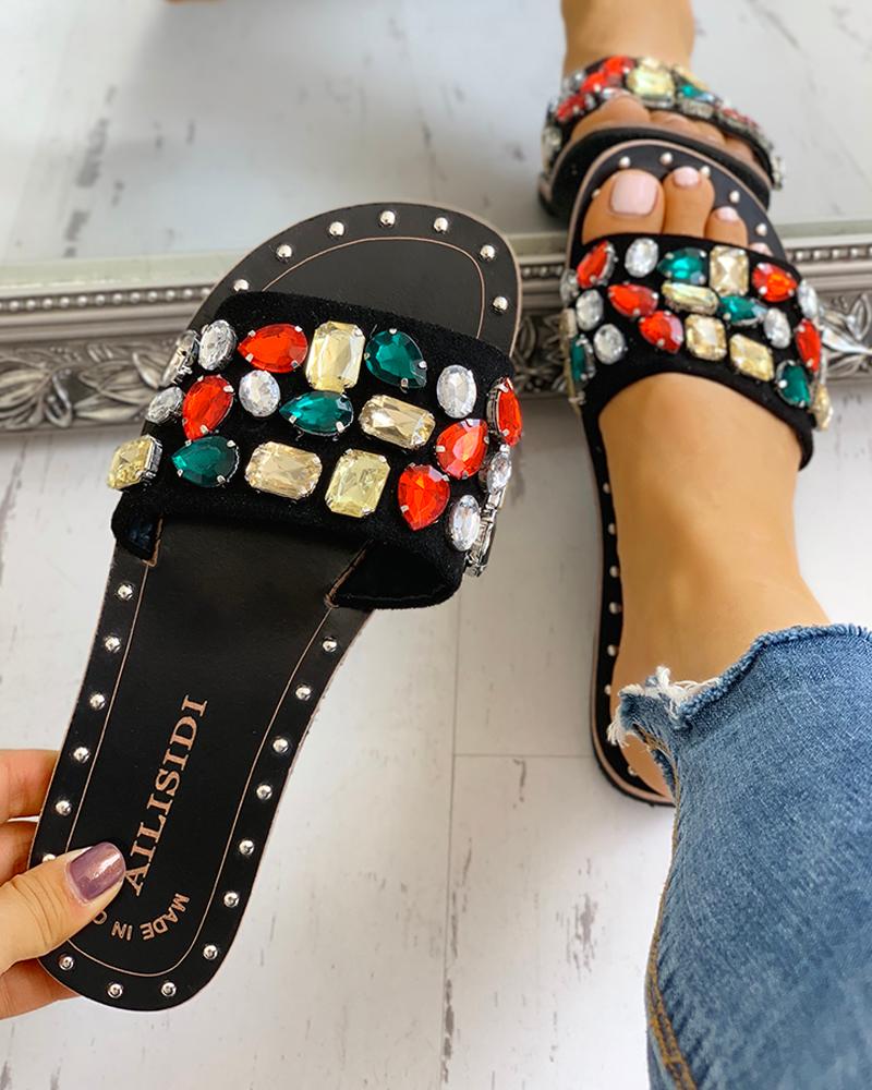 Open Toe Studded Design Flat Sandals Online. Discover hottest trend ...