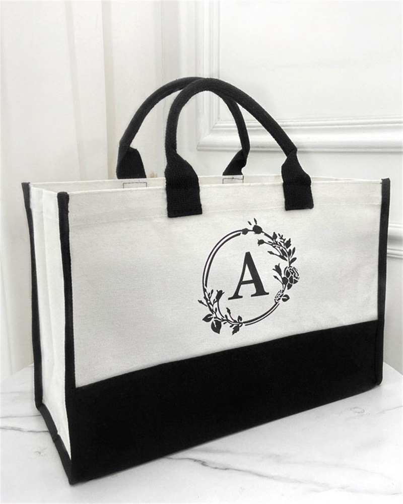 Letter Print Large Capacity Tote Bag