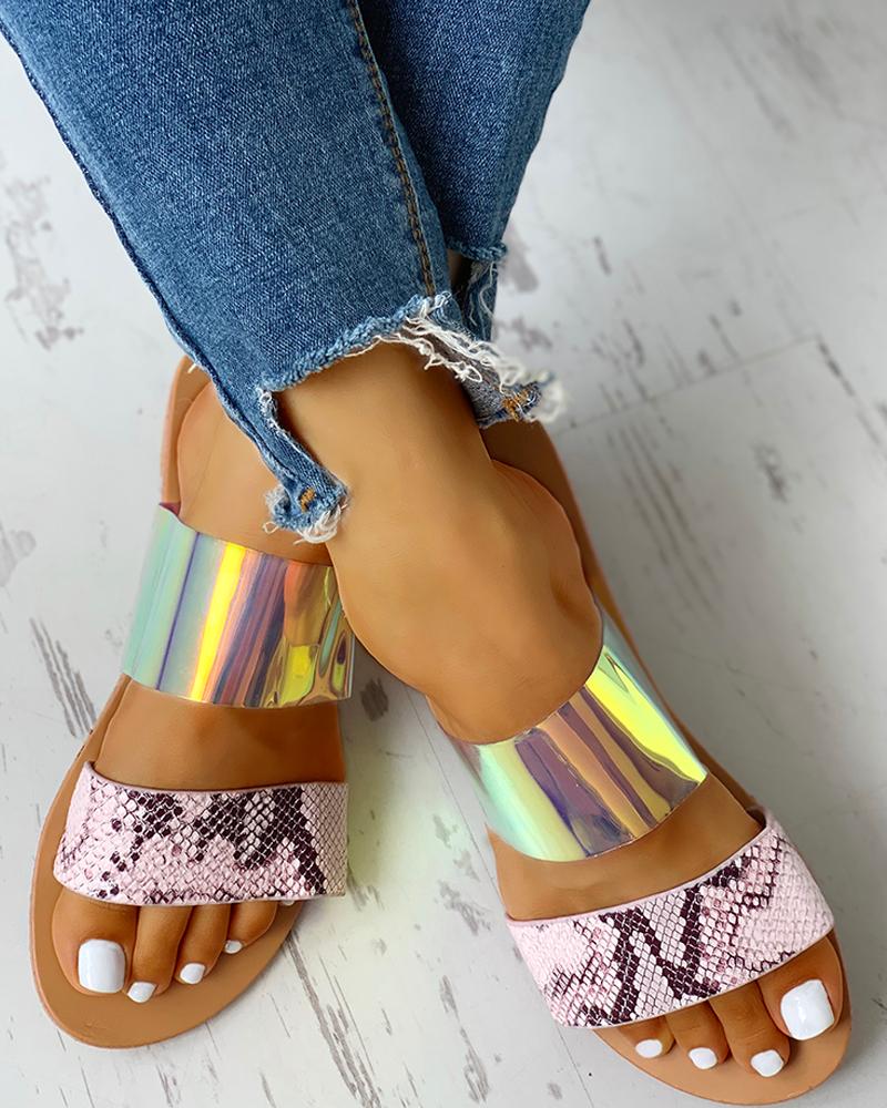 Snakeskin Slipper Casual Flat Sandals