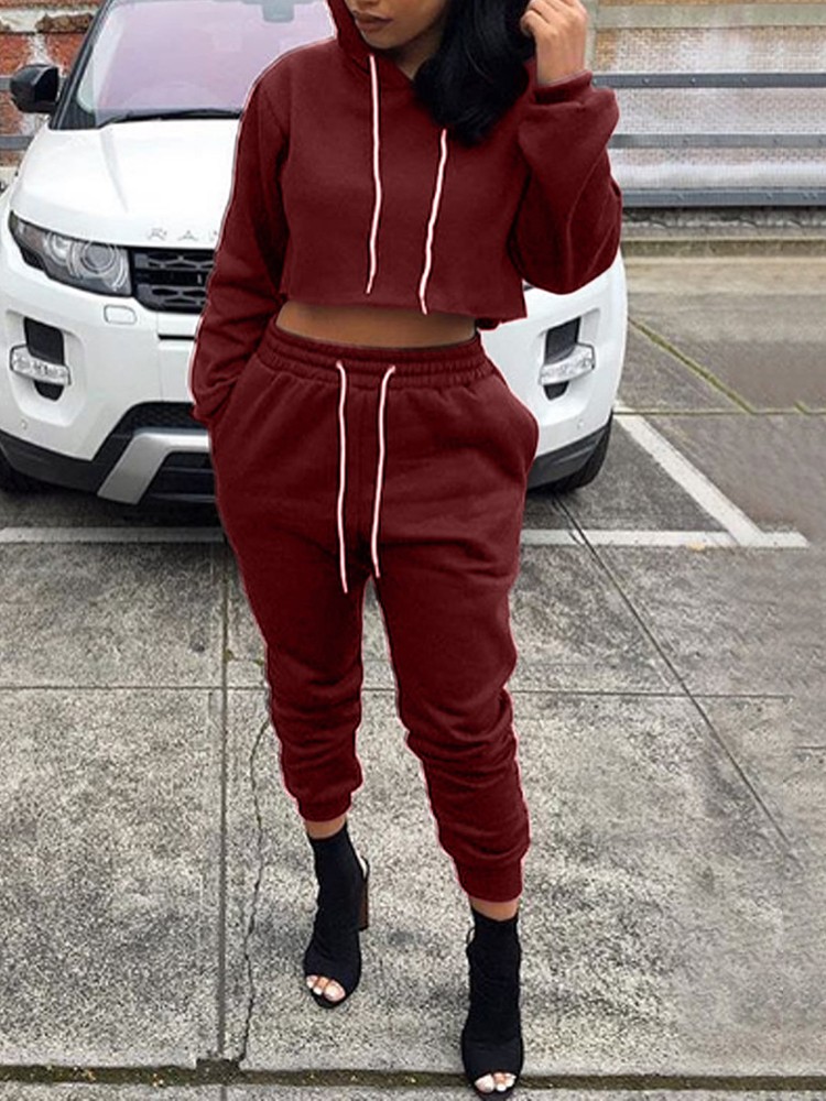 Casual Hoodie Cropped Sweatshirt Set Online. Discover hottest trend ...