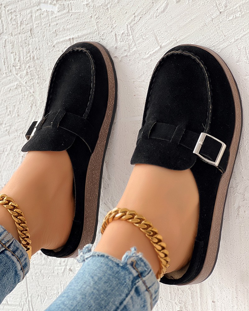 Round Toe Buckled Slippers