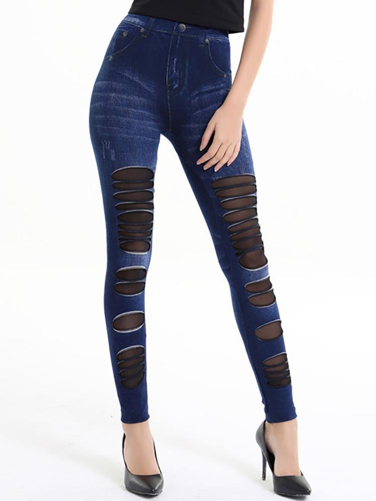 High Waist Stretchy Holey Mesh Leggings