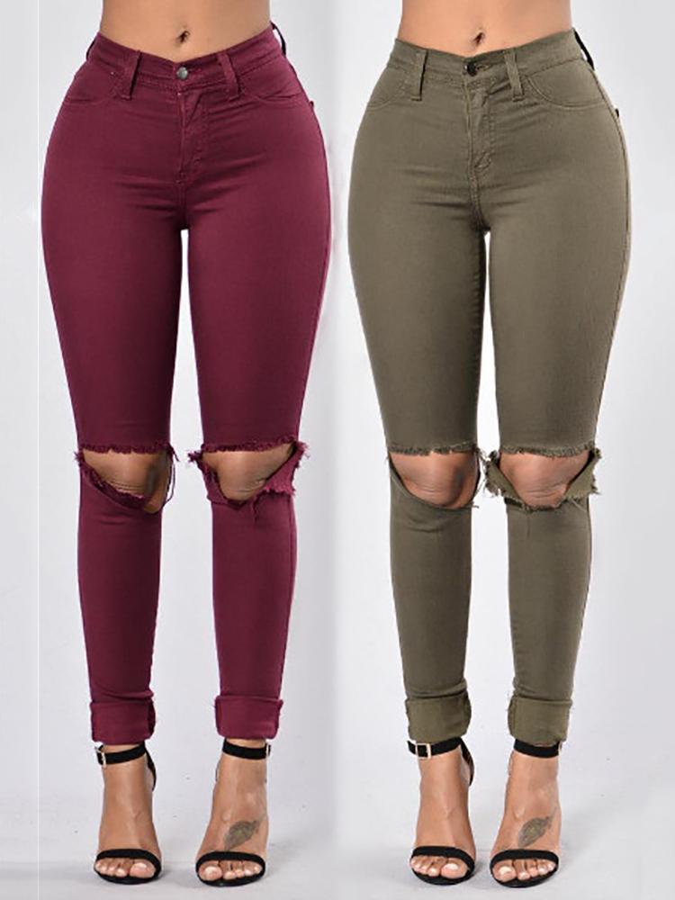 Ripped Skinny Jeans Holey Pencil Pants