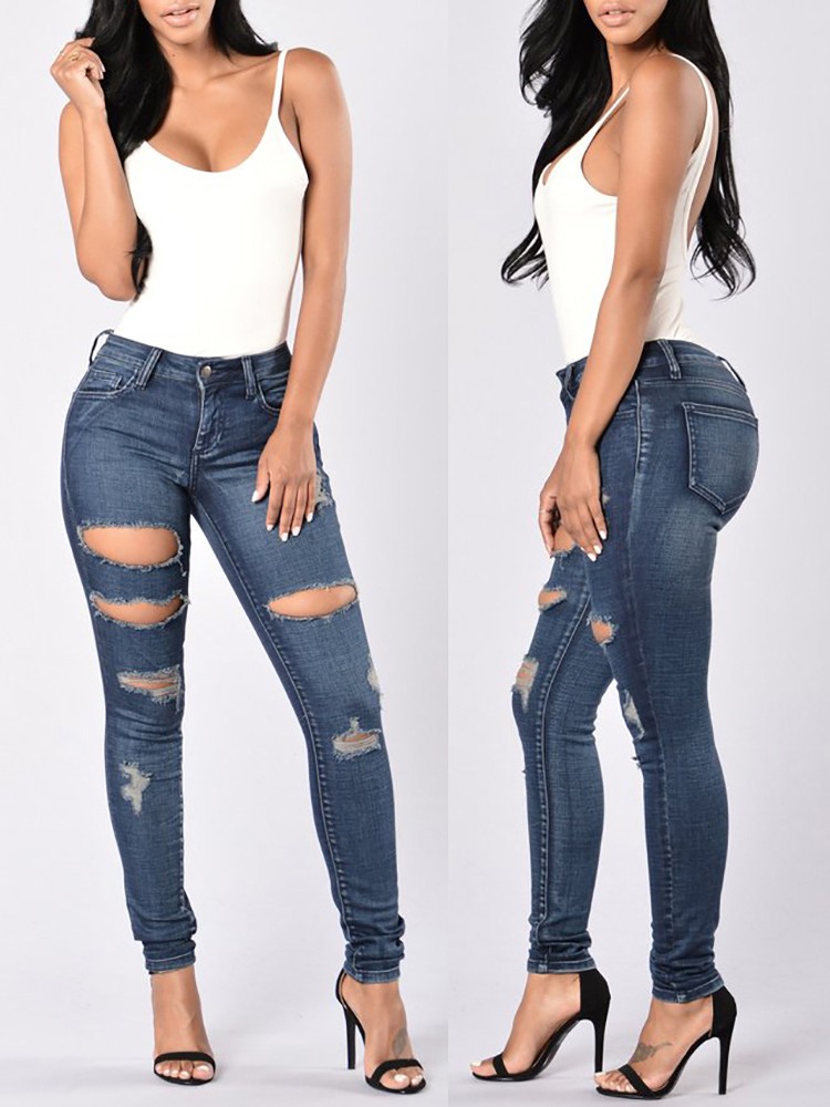 Fashion Destructed Design Denim Skinny Jeans Online. Discover hottest ...