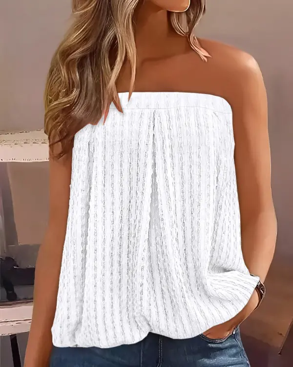 Ruched Bandeau Textured Tank Top